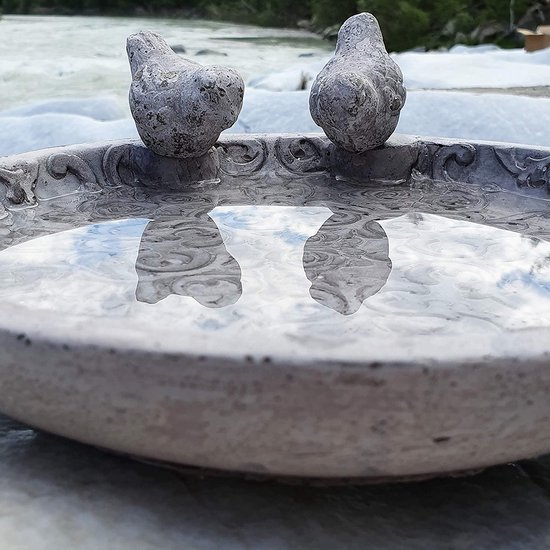 Vogelbad voor de tuin, vogelbad (24 en 30 cm) met 2 decoratieve vogels ...