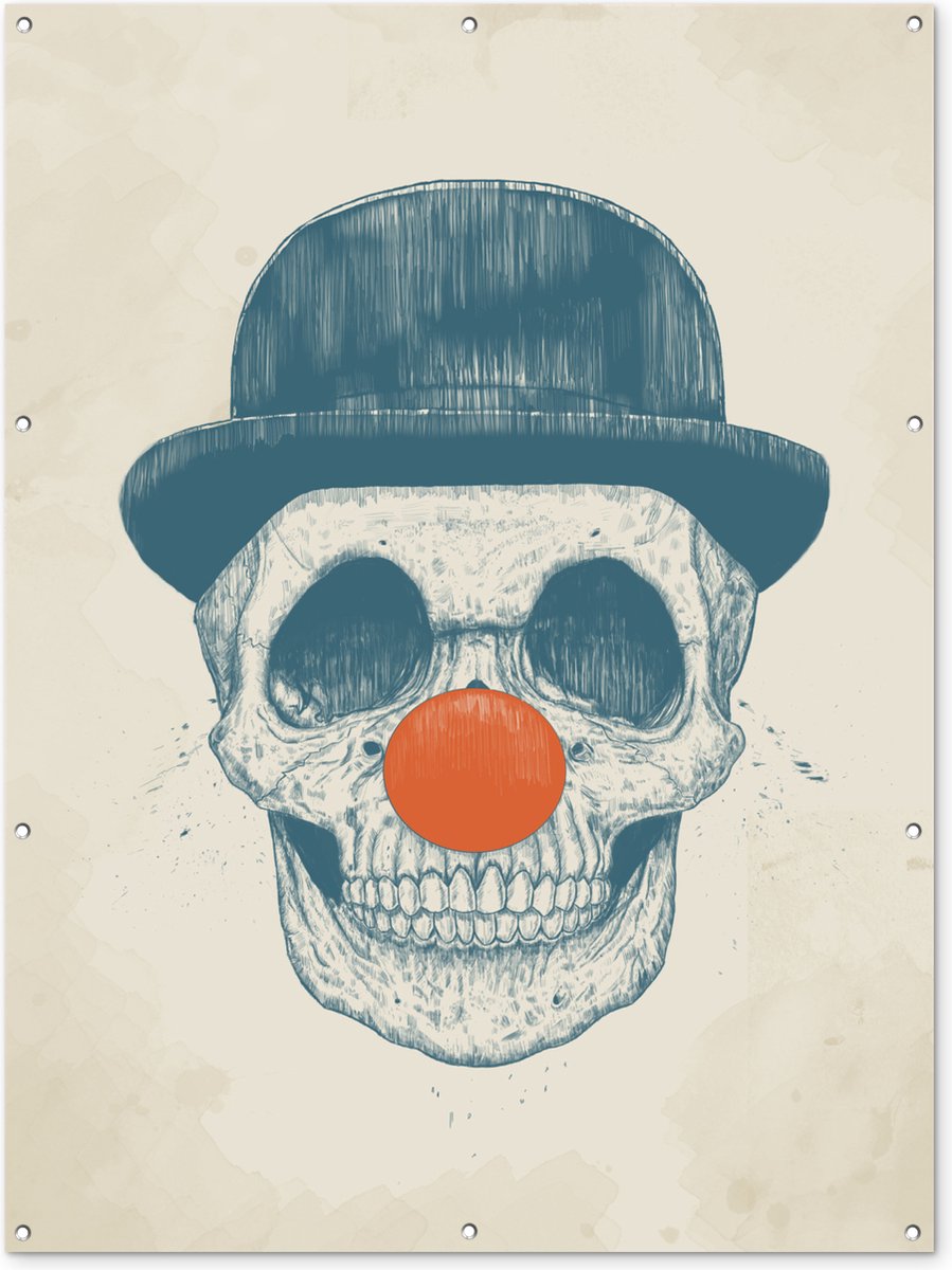 Muurdecoratie buiten Schedel - Clown - Hoed - Oranje - 120x160 cm | bol.com