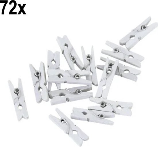 72x Mini Houten Knijpers Wit | bol