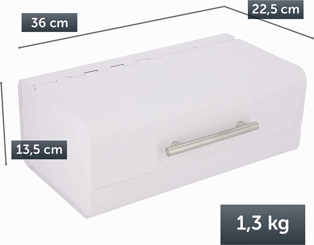 Broodtrommel van staal, 36 x 22,5 x 13,5 cm, broodtrommel met metalen ...