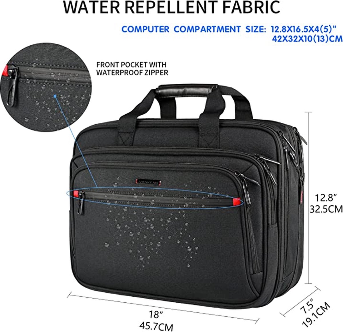 VANKEAN Laptoptas voor dames en heren, geschikt voor laptops tot 17,3 ...