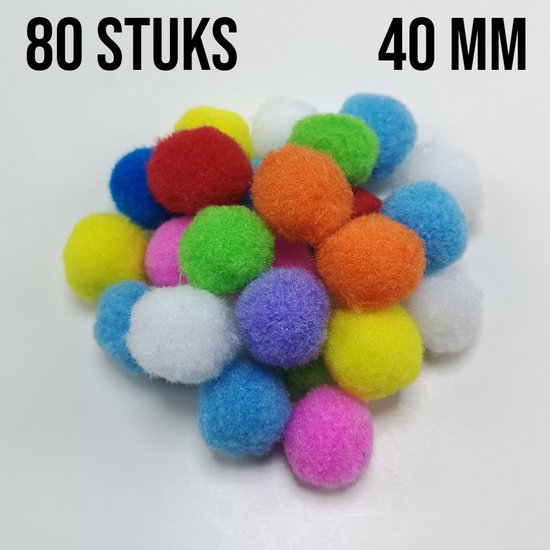 Allernieuwste.nl® 80 STUKS Pompons 40 mm - Mix Kleur Knutsel Pompons ...