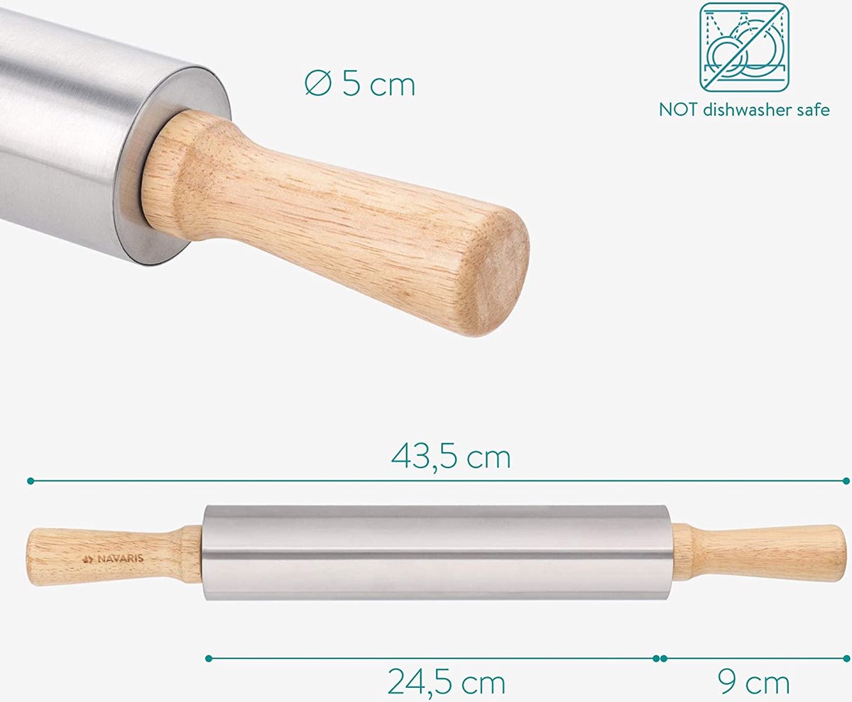 Deegroller hout – houten deegroller - rolhout | bol