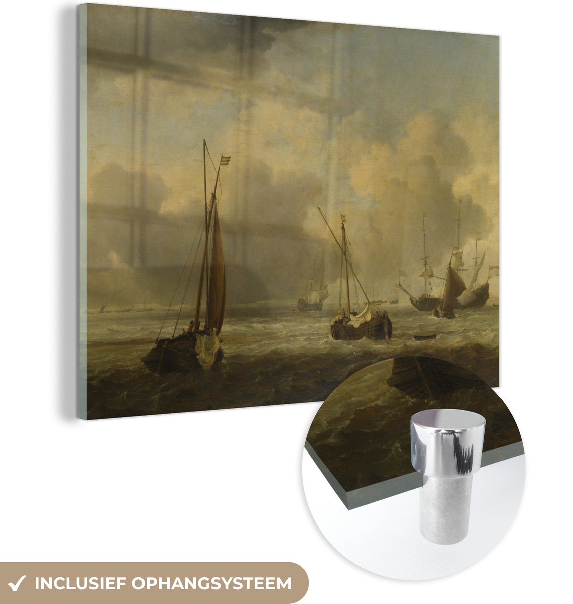MuchoWow® Glasschilderij - Willem van de Velde - Nederlandse Schepen en ...