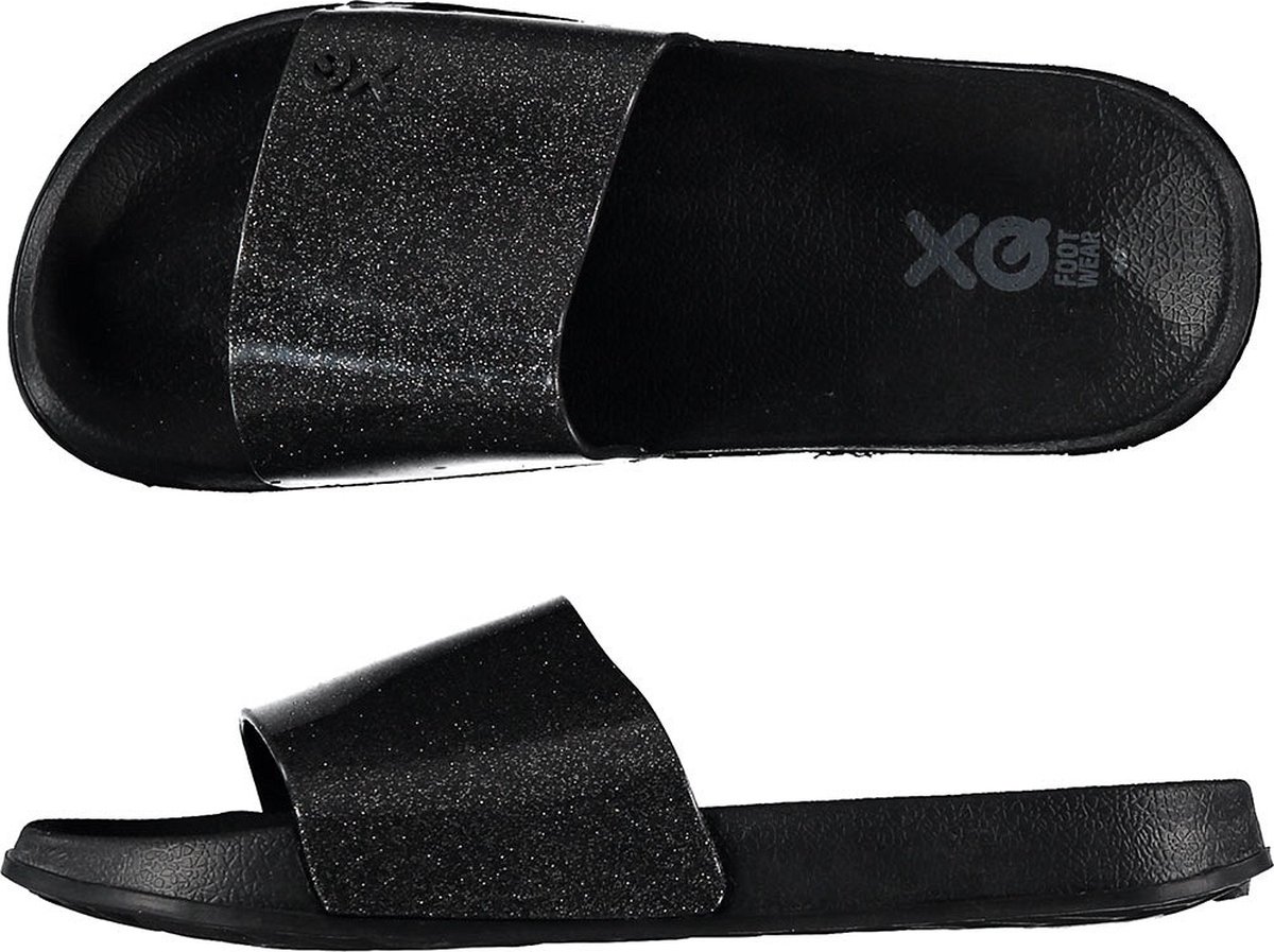 XQ | Slippers Dames | Fashion | Zwart | Maat 38 | Badslippers dames | Gevormd voetbed | bol.com