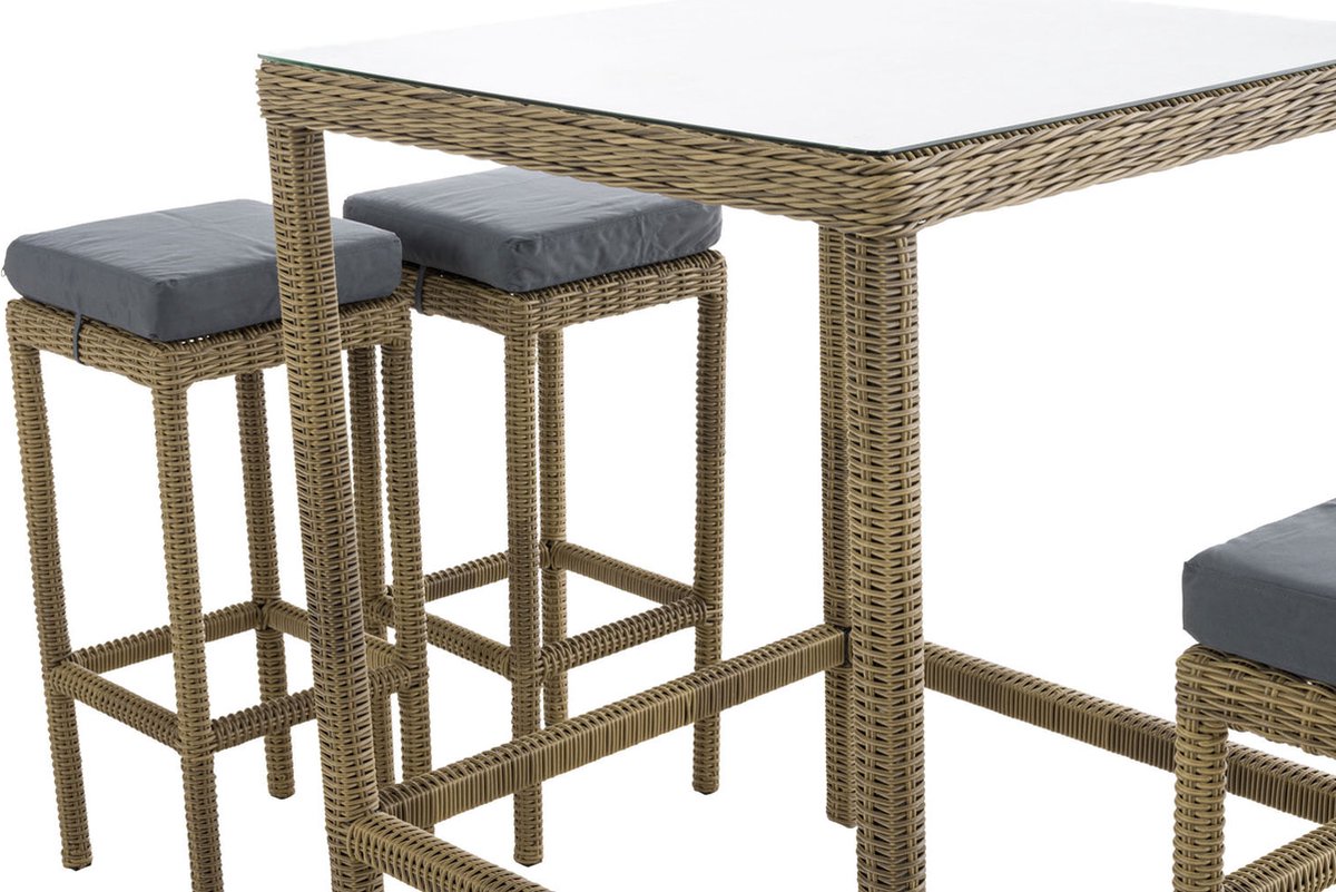 Moderne Bartafel met barstoelen - Grijs beige - Tuinmeubelen - Rotan ...