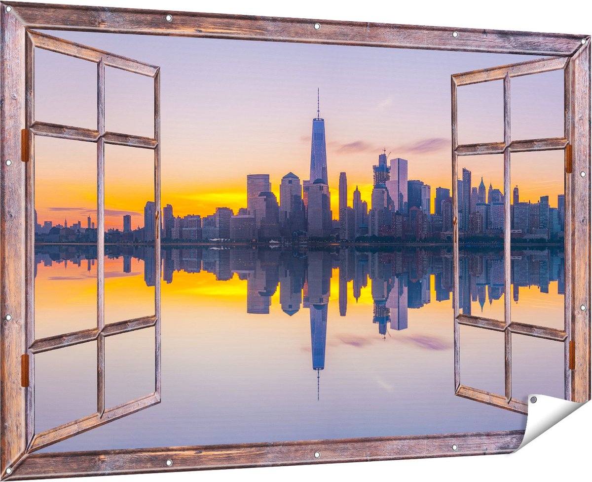 Gards Affiche de jardin New York Skyline transparente au lever du ...