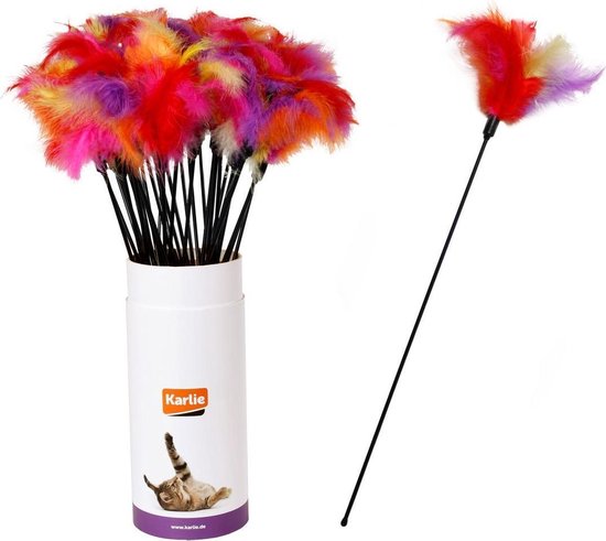 Cat tickler tube with feathers, 1 pcs, 45cm assortment, (ce) | bol.com