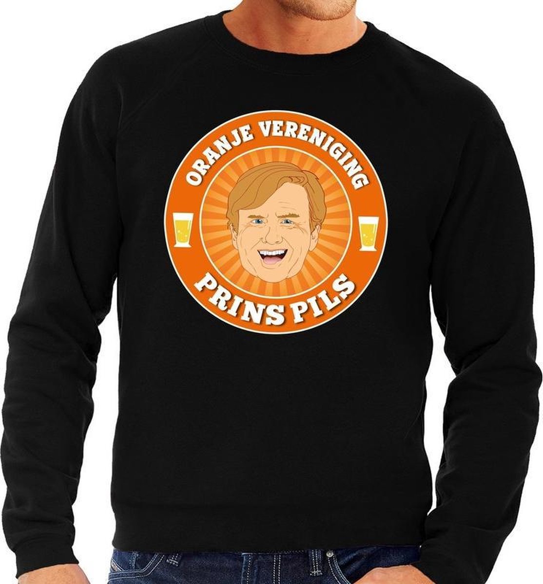 Oranje vereniging Prins Pils sweater zwart heren - Koningsdag kleding ...