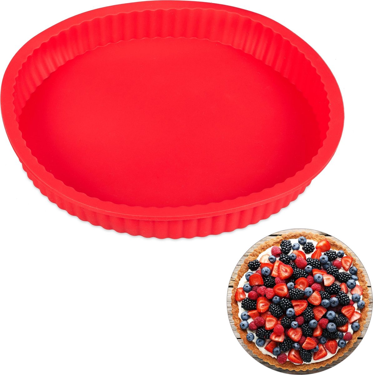 Relaxdays bakvorm taartbodem - siliconen - flexibel - taartvorm - 25 cm ...