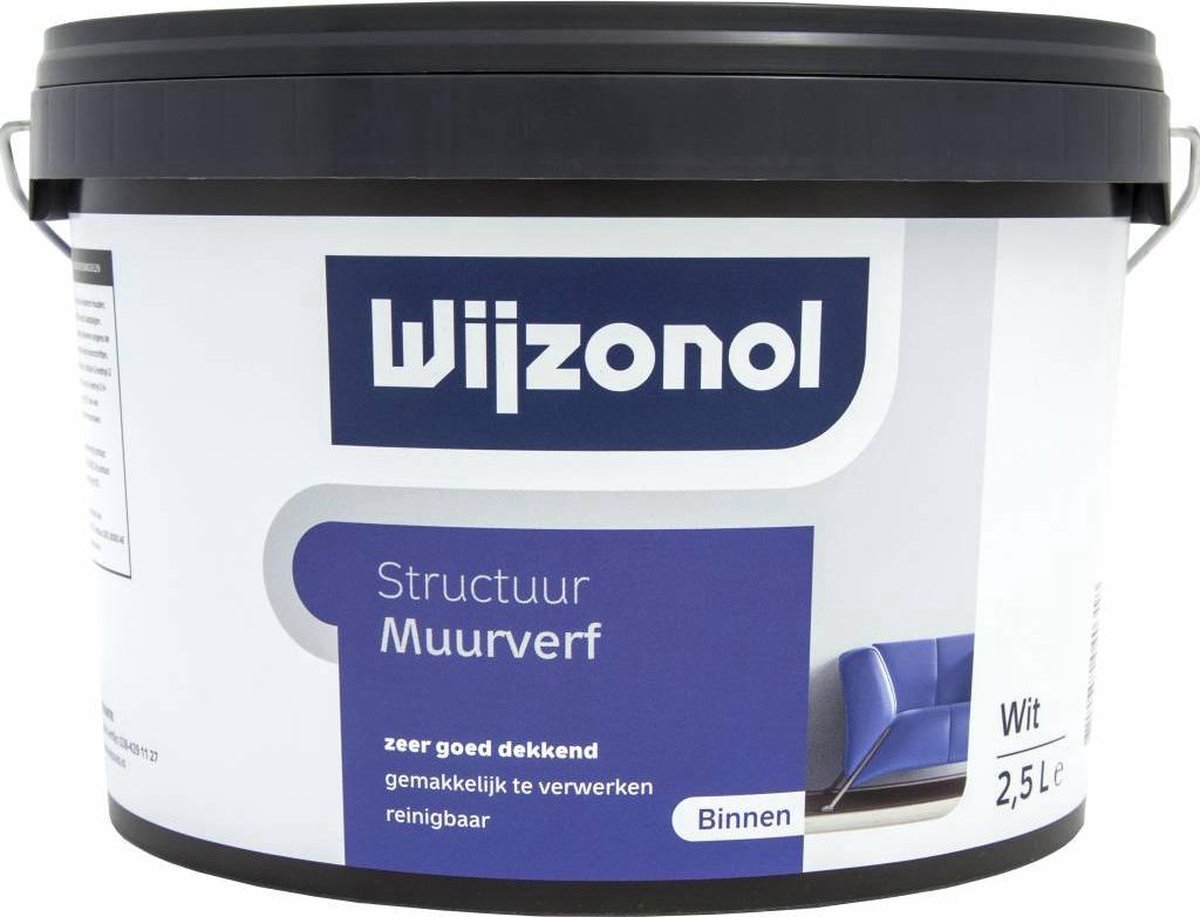 Wijzonol Structuurverf Wit - 5000 ml | bol.com