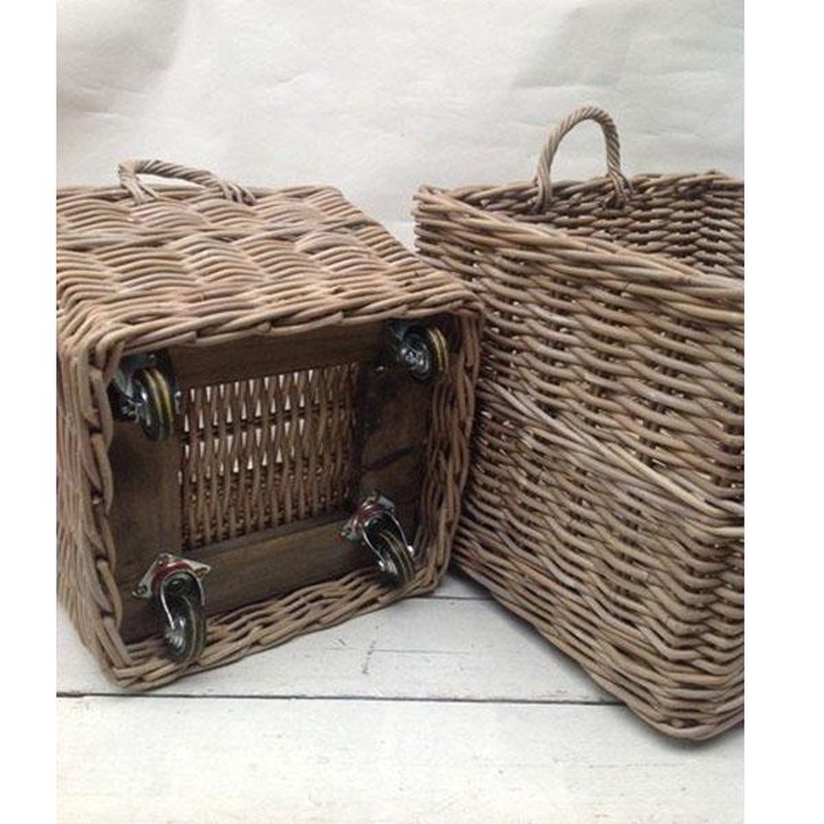 Vierkante Rieten Houtmand - 50x50xH40 cm | bol.com