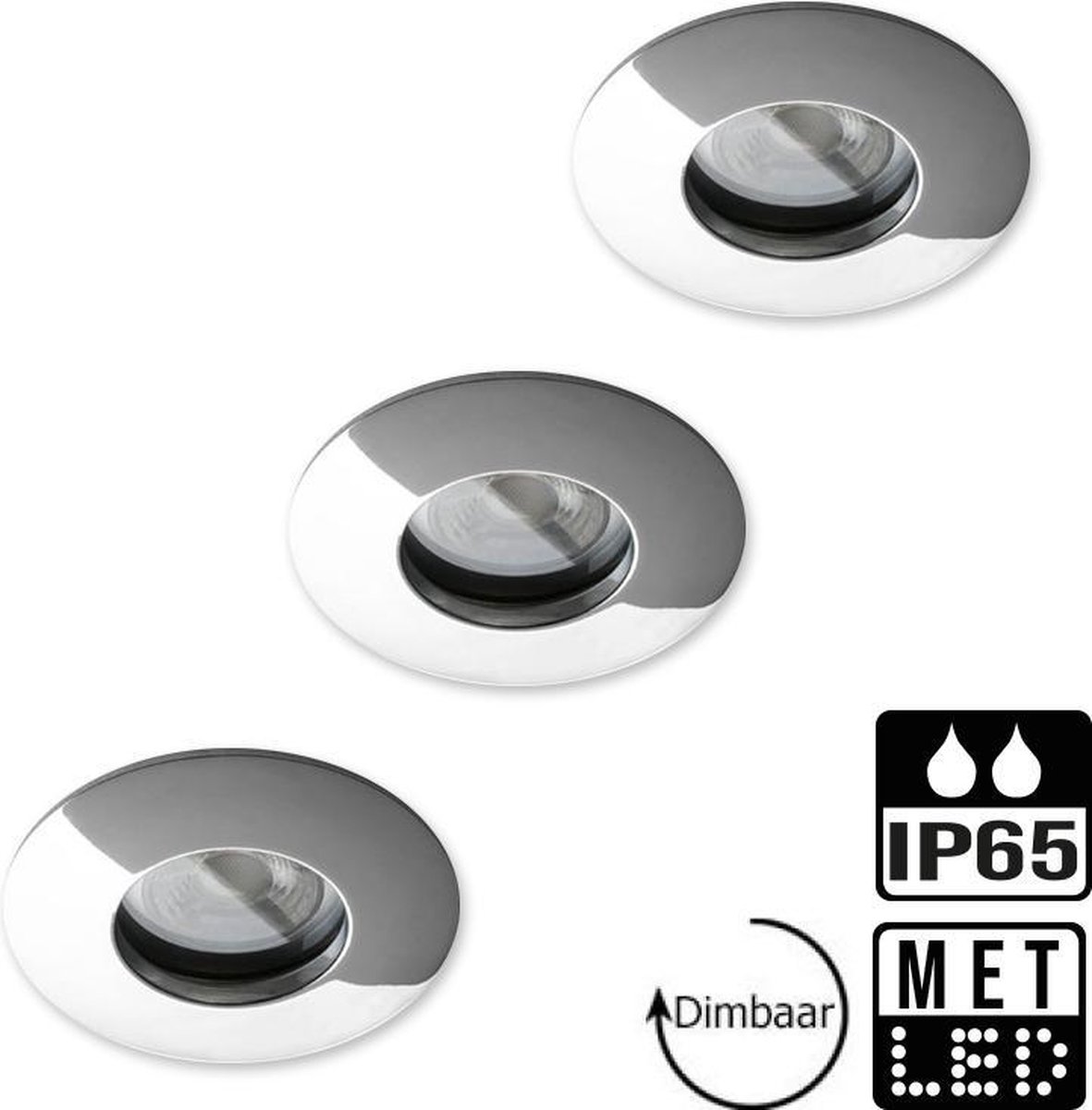 Led Inbouwspot Badkamer Ip65 Chrome Philips Led Gu10 Spot Dimbaar 5w