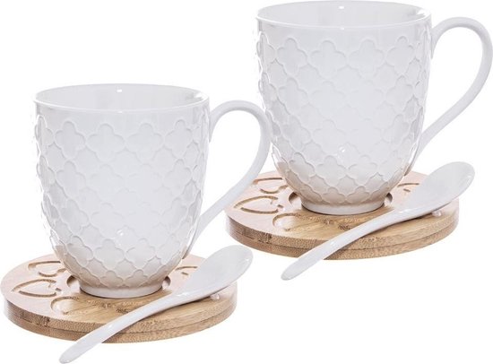 Mokken Porselein WHITELINE 370 ml 2 stuks - Set - Bekers - Koffiebekers - Kopjes -... | bol