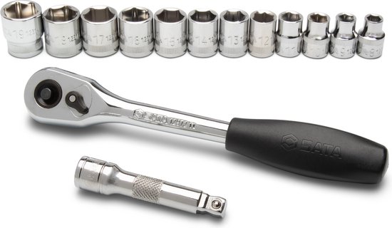 SATA Doppenset met ratel 3/8 inch 6-kant - 14-delig | bol