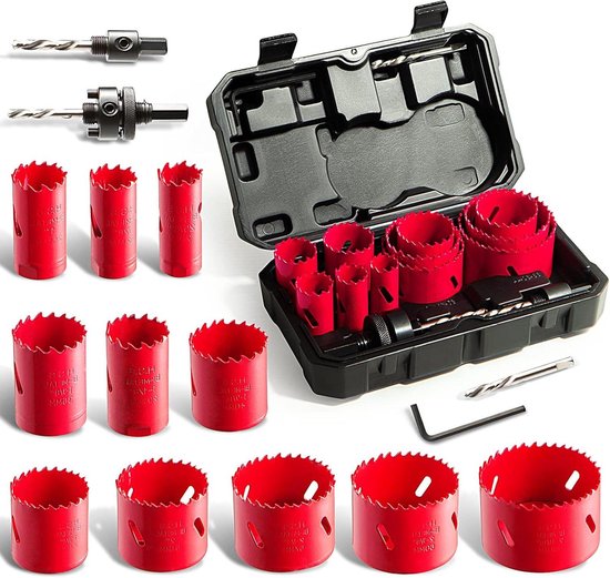 17-delige Bi-metalen Gatenzaag Set - 11 Zaagbladen - 2 Doornen - 3 ...