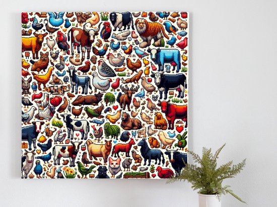 Pixel art vee schilderij | Digitale weide: een meesterwerk van ...