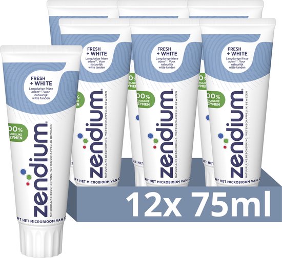 Zendium Tandpasta - Fresh+White - 12 x 75 ml - Voordeelverpakking | bol