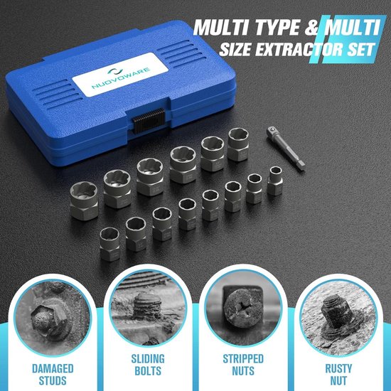 Extractor Set Drill Bit with Hex Adapter Easy Out Broken Lug Nut ...