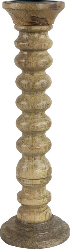 kandelaar mango hout ribbel h40 dia 12,5cm | bol