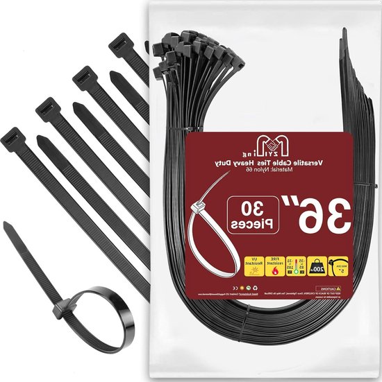 Extra Lange Kabelbinders 900 mm Zwart - UV-Bestendige Nylon, Extra Sterke Kabelbinders... | bol