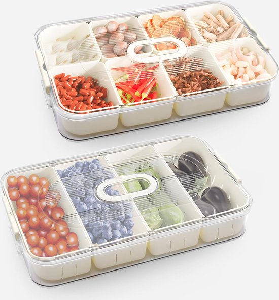 Snackdoos met compartimenten, 2 stuks snackbewaardoos, fruit- en ...