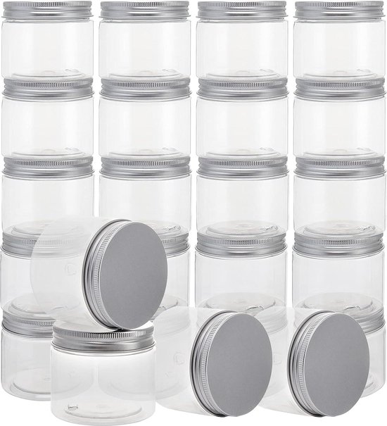 24 stuks plastic potten van 250 ml met brede opening en aluminium ...