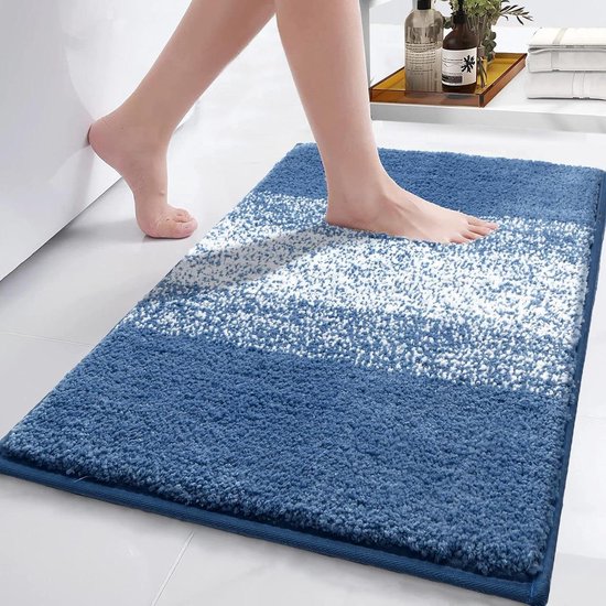 Badmatten - Blauw - 45 x 65 cm - Antislip - Absorberend - Machine ...