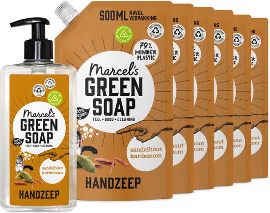 Marcel's Green Soap Handzeep Sandelhout & Kardemom 500 ml + 6 ...
