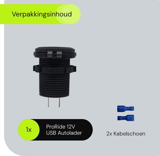 ProRide 12V USB Autolader 2 Poorten Inbouw met Schakelaar/Voltmeter ...