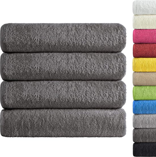 Set van 4 badmatten - maat 70x140cm - antraciet/grijs - 100% katoen | bol