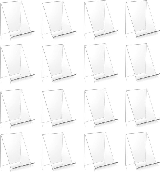 16 Pcs Acrylic Book Stand - Transparent Angled Brochure Stand - Clear ...
