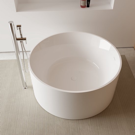 Badplaats Ligbad Giza 128 x 128 x 59 cm - Rond Bad - Hoogglans wit | bol