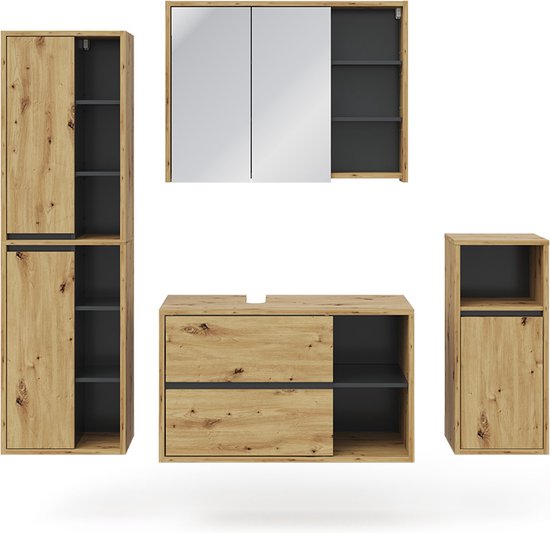 Vicco Viola Badkamermeubel set – 4 delen Artisanaal eiken | bol