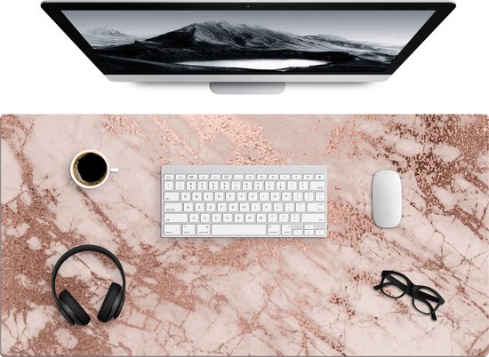 Bureau onderlegger 90x45 cm - Marmer print - Roze - Luxe - Marmer ...