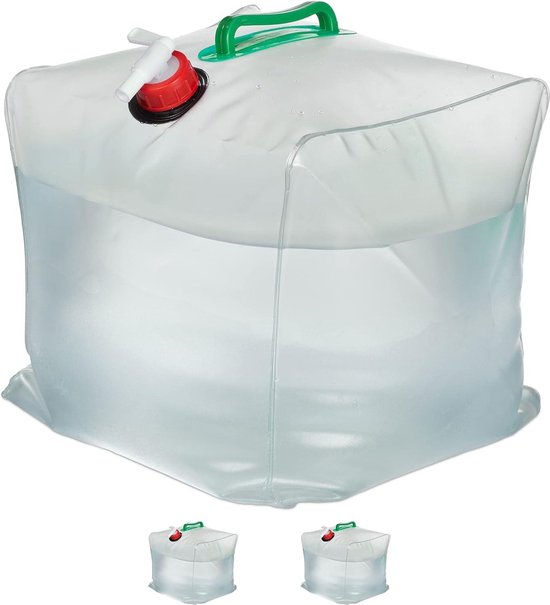 Opvouwbare waterzak set van 3 - 20 liter per watercontainer met kraan ...