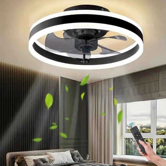 Kibus Plafond Ventilator met Verlichting - 50 CM - Smart Lamp - App - 6 ...