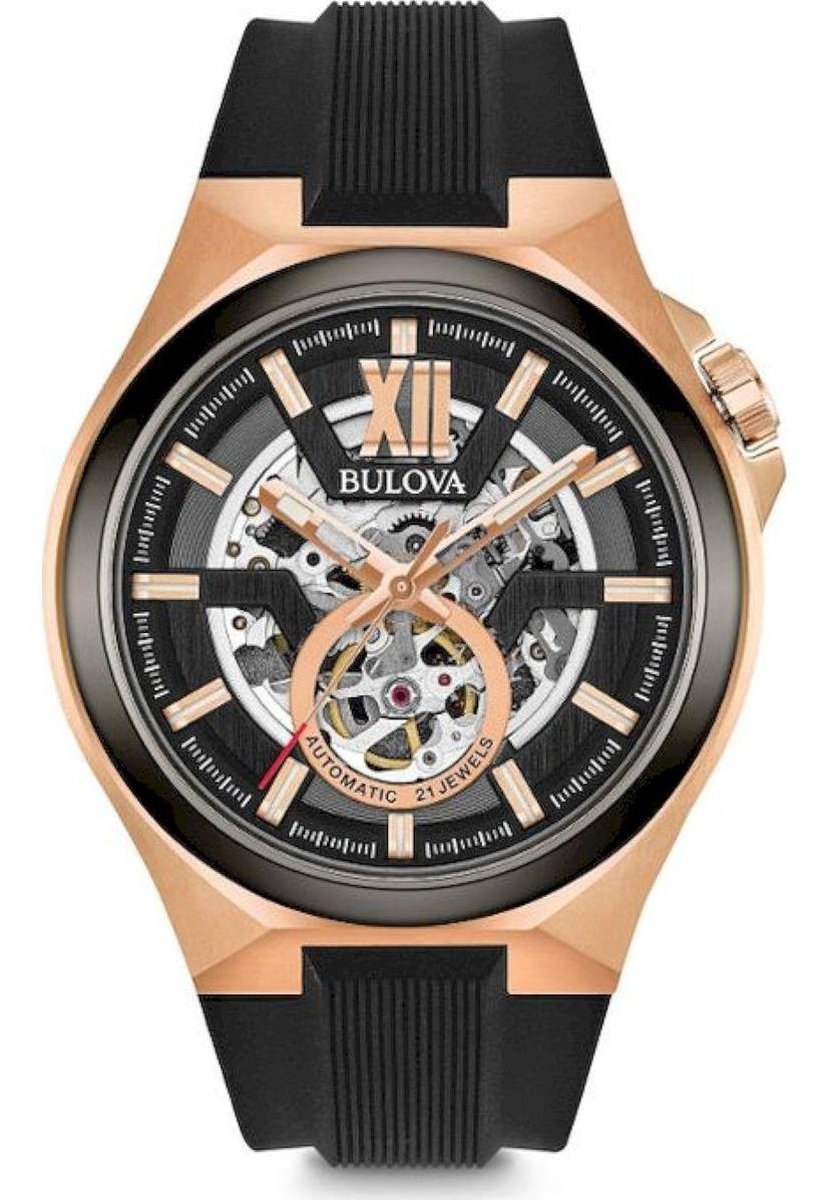 Bulova Automatic 98A177 Horloge - Siliconen - Zwart - Ø 46 mm | bol.com