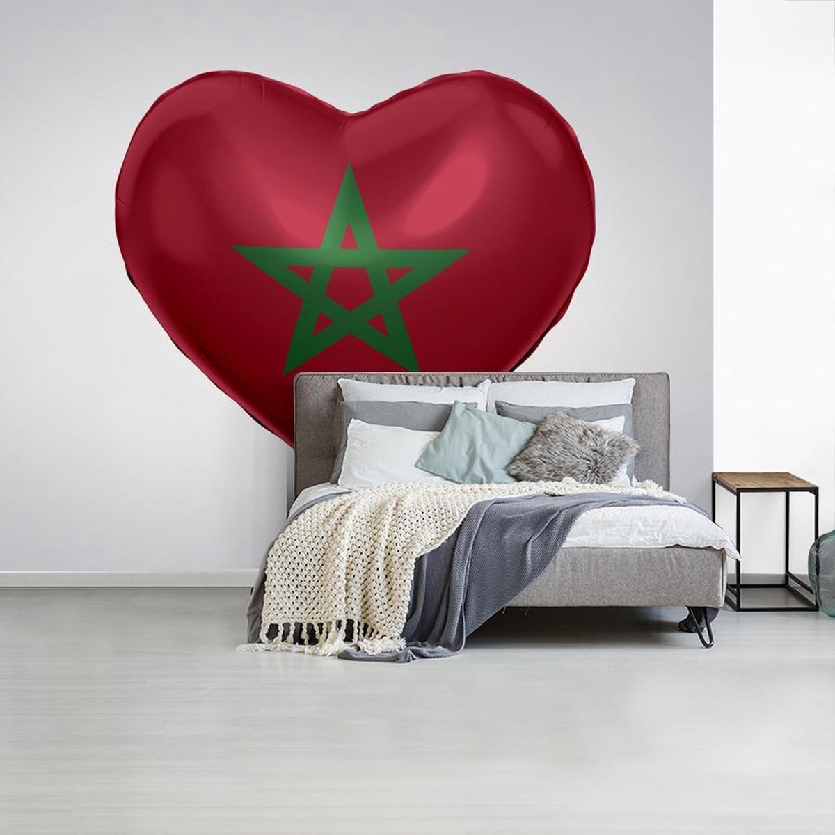 Vlag van Marokko in de vorm van een hart fotobehang | bol.com