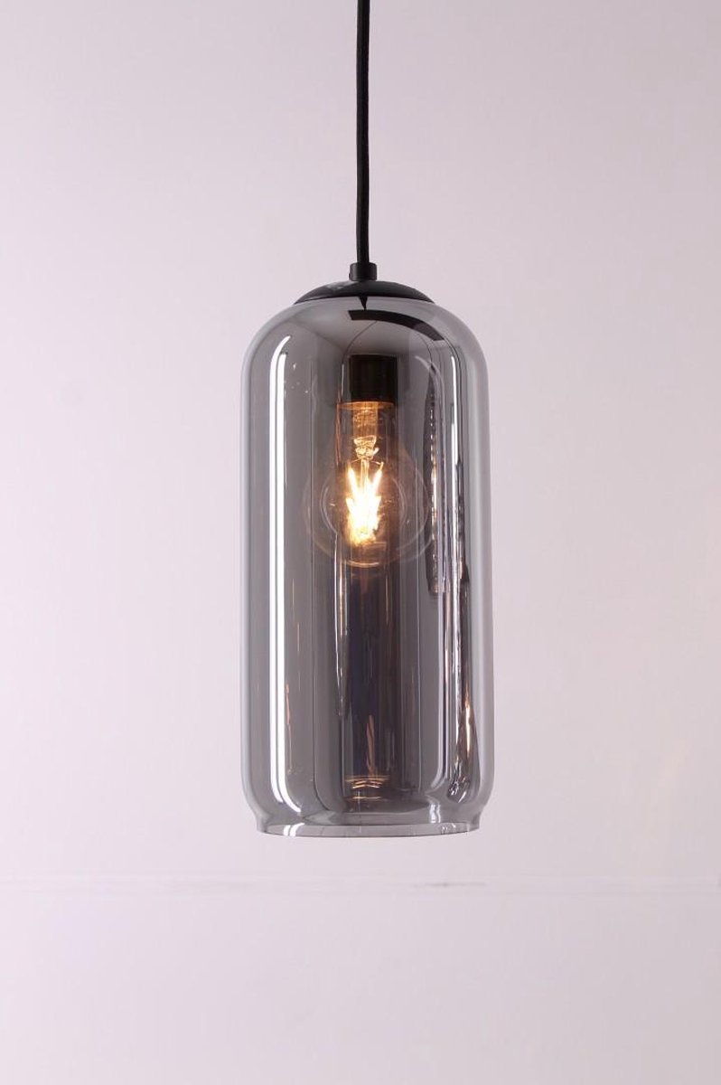 Hanglamp pendel rookglas koker | bol