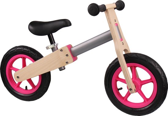 loopfietsje - loopfiets 2 - 6 jaar - roze - Houten loopfiets - houten ...
