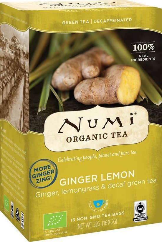 Groene Thee - Cafeinevrije - Decaf Ginger Lemon van Numi (3 doosjes ...