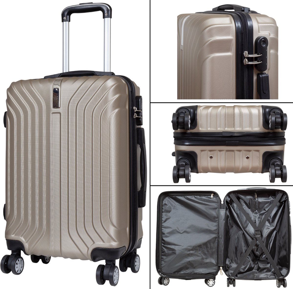 Handbagage koffer - Reiskoffer trolley - Lichtgewicht koffers met slot ...