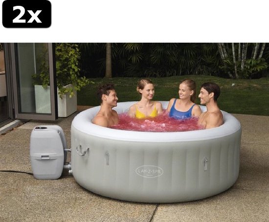 2x Bestway Lay-Z-spa Tahiti Jacuzzi Opblaasbaar - Rond Bubbelbad voor 2 ...