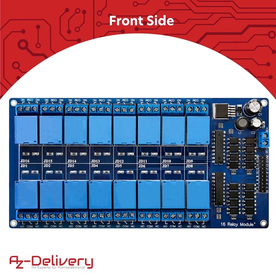 AZDelivery 5 x 16-Relay Module 12V met Optocoupler Low-Level Trigger compatibel met... | bol