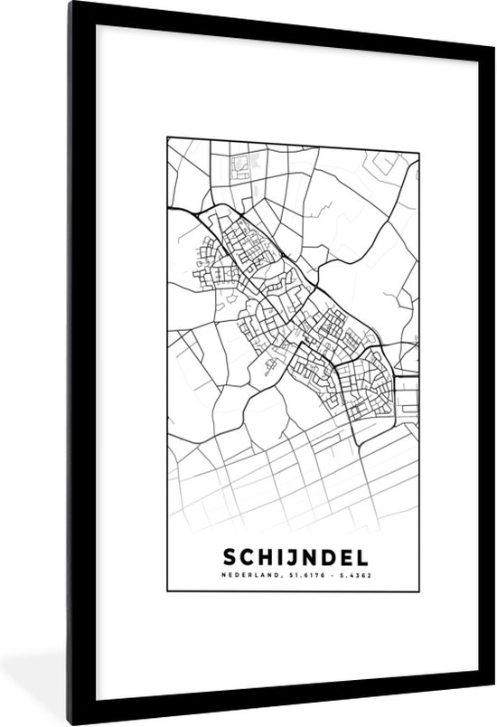 Fotolijst incl. Poster - Stadskaart - Schijndel - kaart - plattegrond ...