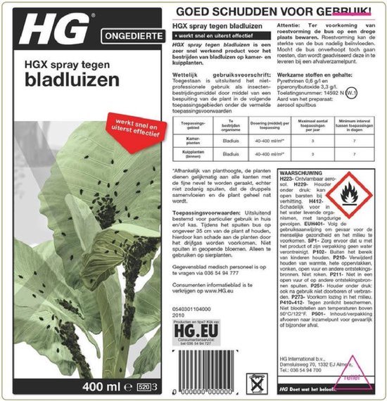 HGX spray tegen bladluizen - 14592N - 400ml - zeer effectieve tegen ...