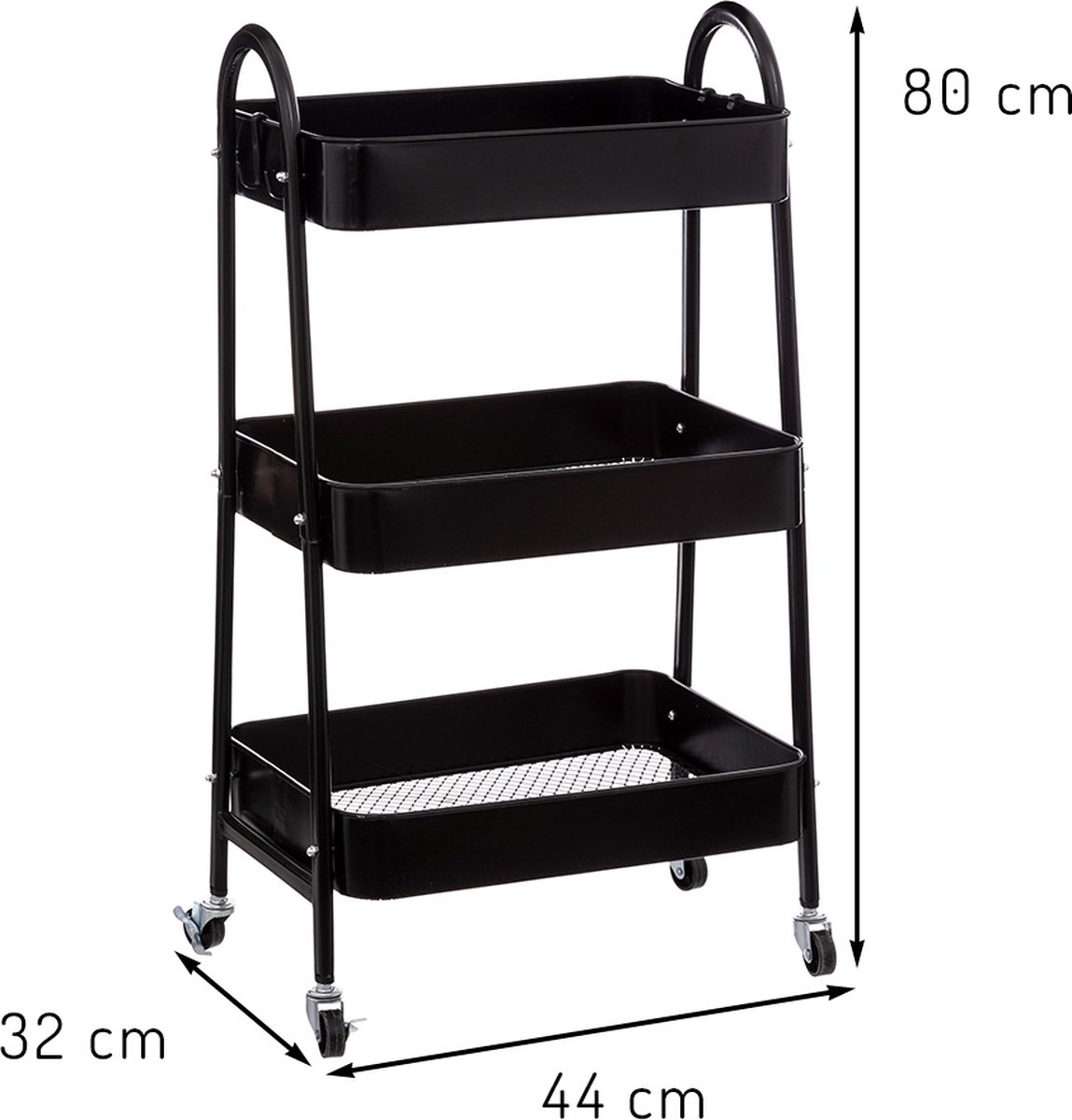 Eazy Living Trolley 3-laags Clement Zwart | bol.com