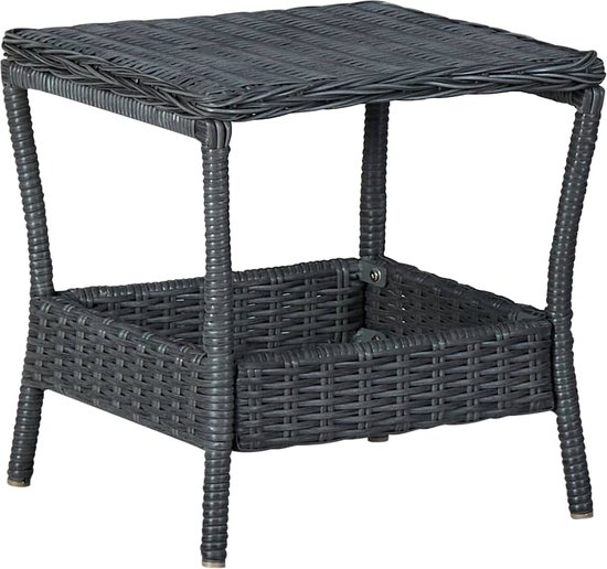 Prolenta Premium - Tuintafel 45x45x46,5 cm poly rattan donkergrijs ...