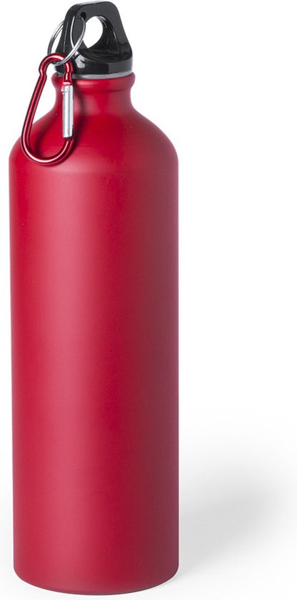Aluminium waterfles/drinkfles rood met schroefdop en karabijnhaak 800 ...